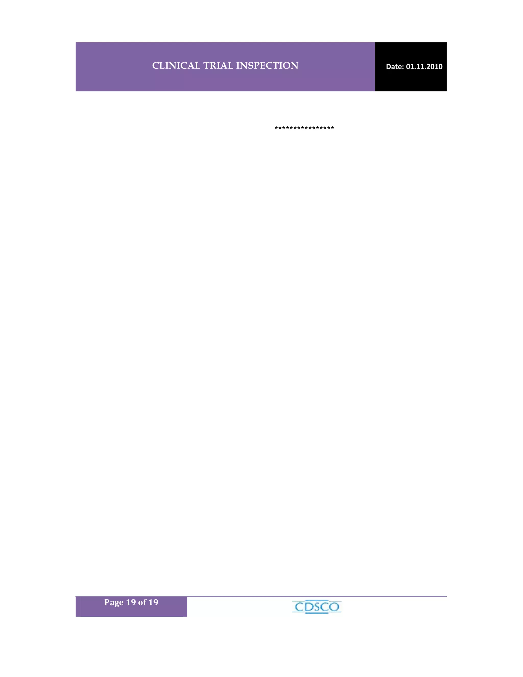 Clinical trial inspection programme of india | PDF | Medical Tests ...