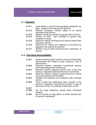 Clinical trial inspection programme of india | PDF