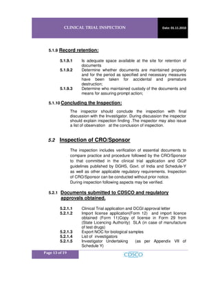 Clinical trial inspection programme of india | PDF