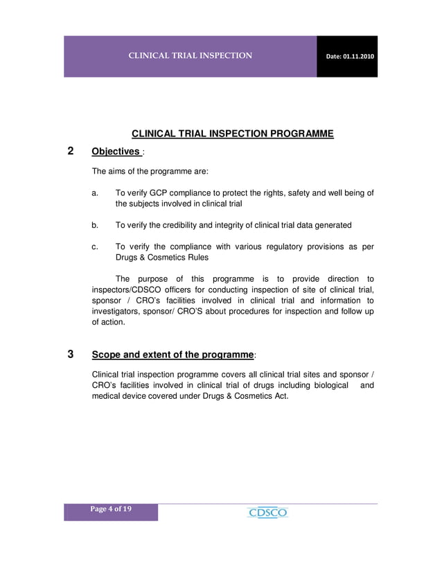 Clinical trial inspection programme of india | PDF