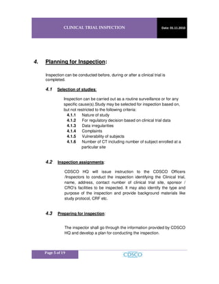 Clinical trial inspection programme of india | PDF