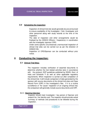 Clinical trial inspection programme of india | PDF