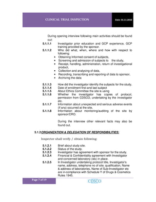 Clinical trial inspection programme of india | PDF
