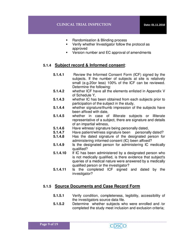 Clinical trial inspection programme of india | PDF