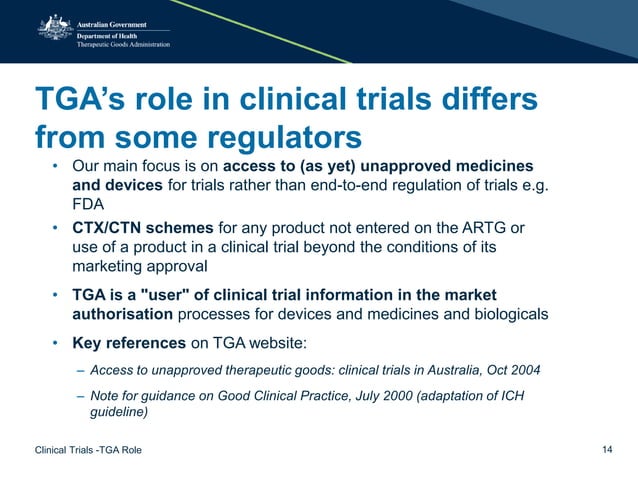 Clinical trials - TGA role | PPT