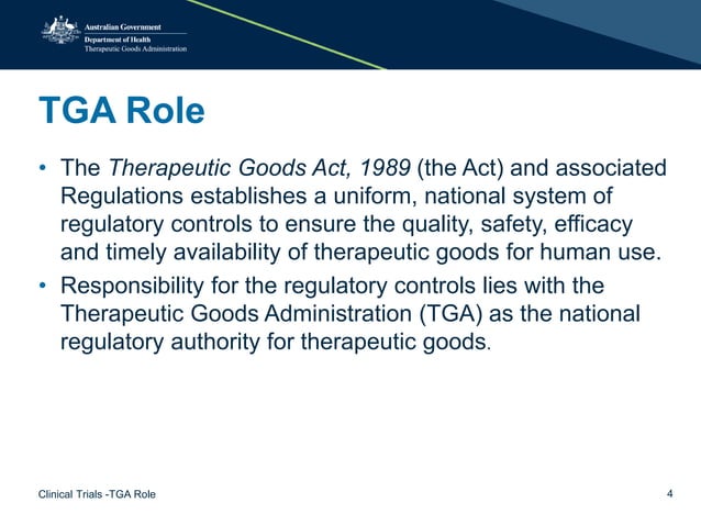 Clinical trials - TGA role | PPT
