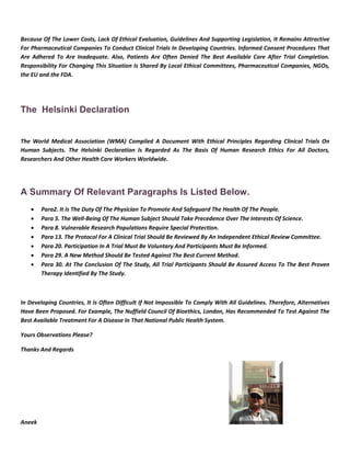 Clinical Trials In Developing Countries Unethical Practice Or A Product ...