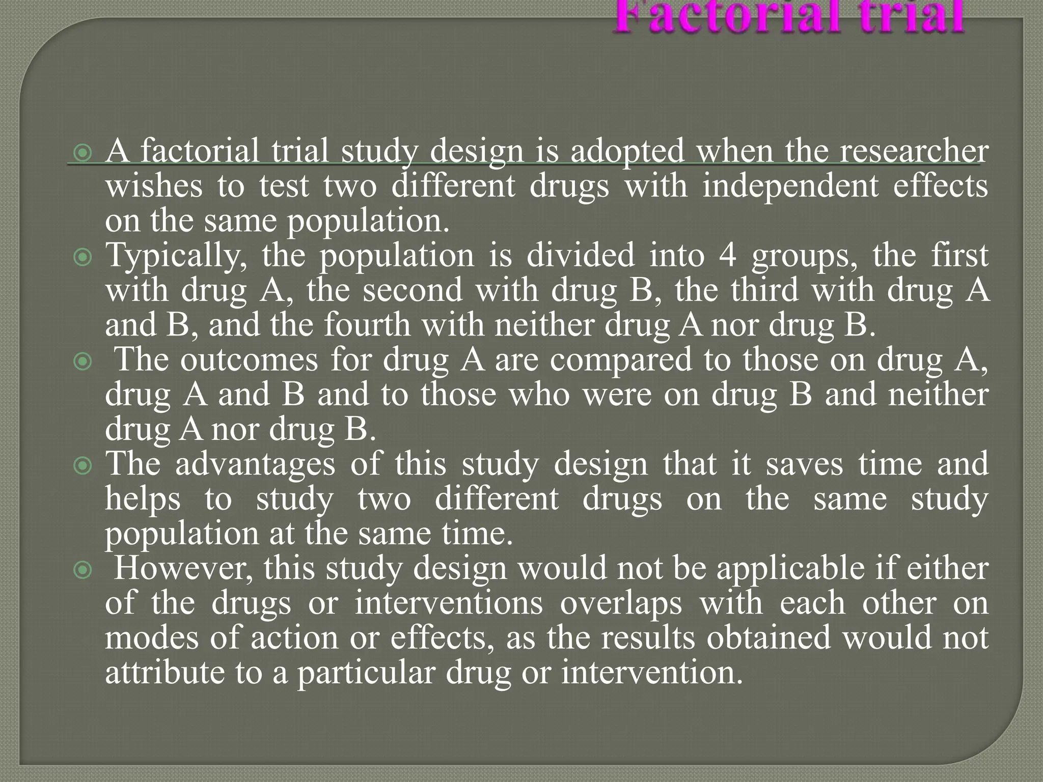 RESEARCH METHODOLOGY- INTERVENTIONAL STUDY DESIGNS: clinical trials ppt ...