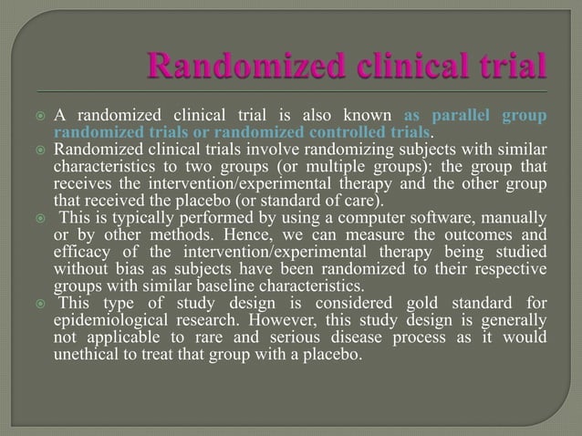 RESEARCH METHODOLOGY- INTERVENTIONAL STUDY DESIGNS: clinical trials ppt ...