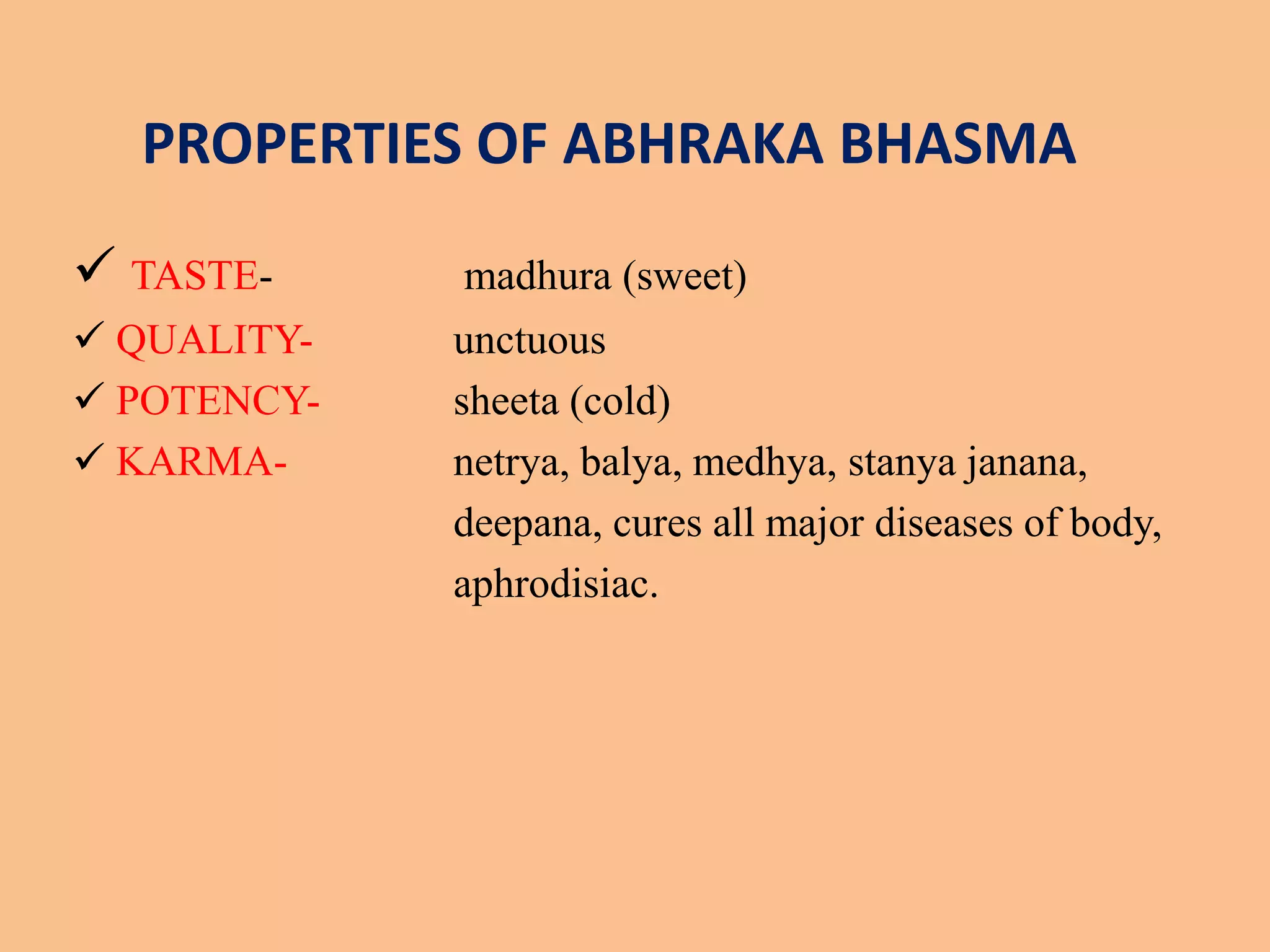 Clinical uses of abhraka bhasma | PPTX