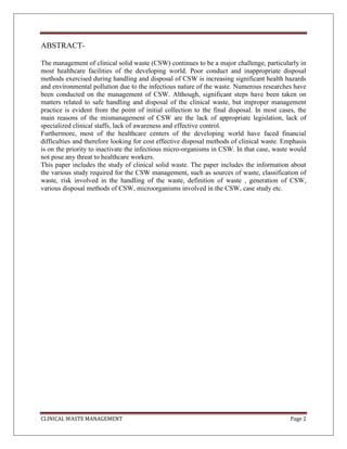 Clinical Waste Management | DOCX