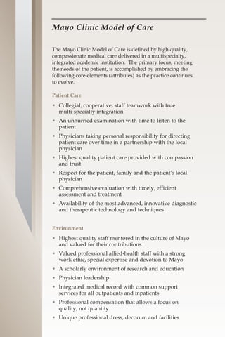 Clinica mayo modelo de salud | PDF