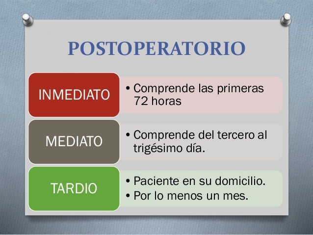 preoperatorio, transoperatorio y postoperatorio