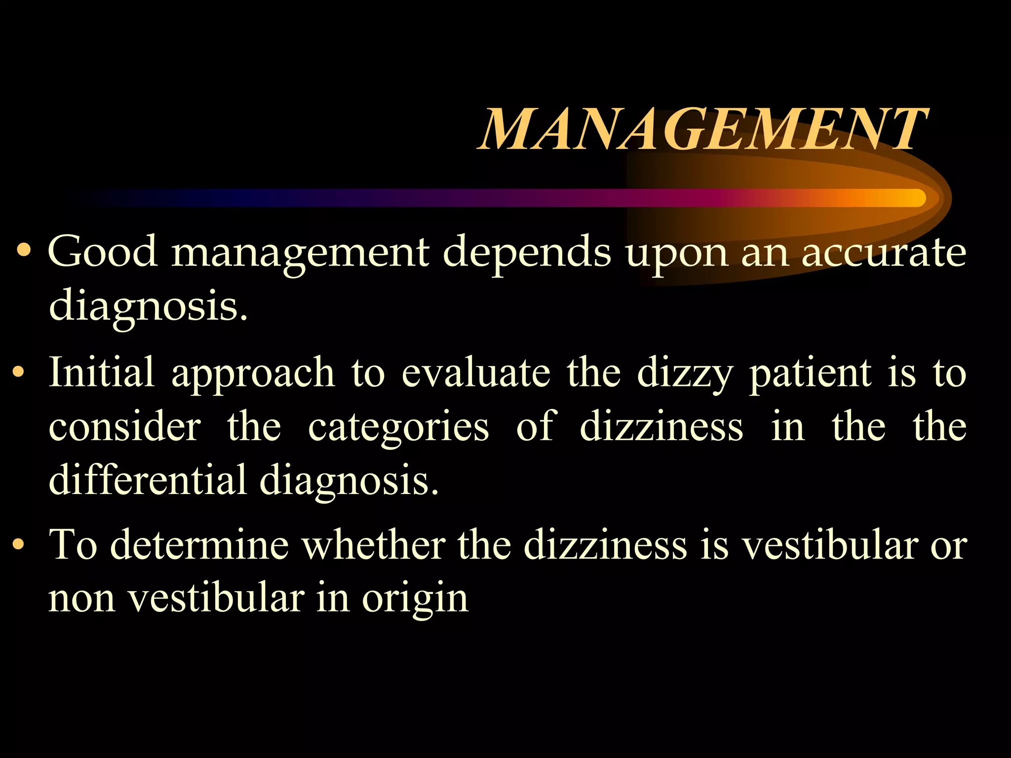 Clinic based management of vertigo. | PPT