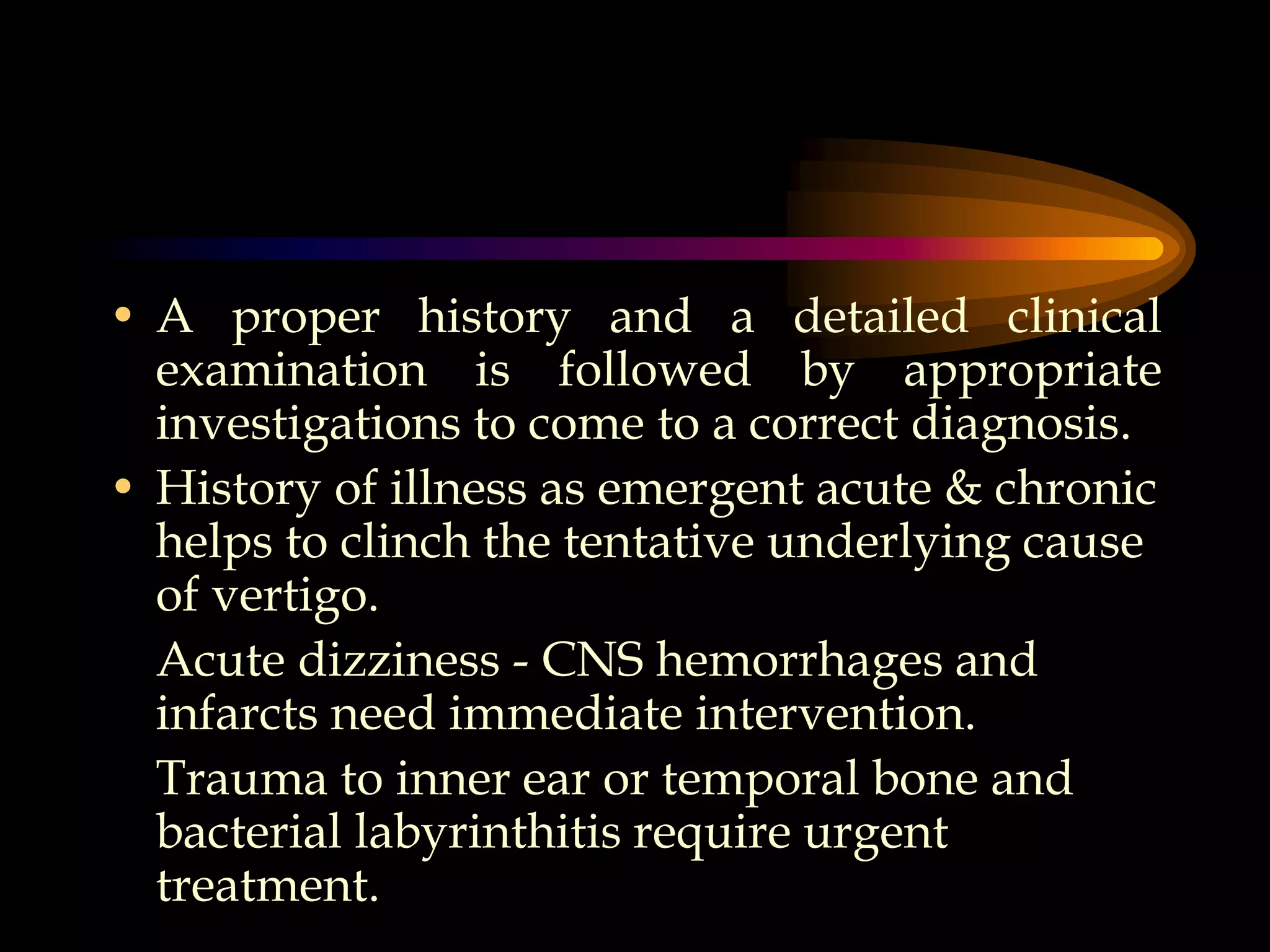 Clinic based management of vertigo. | PPT