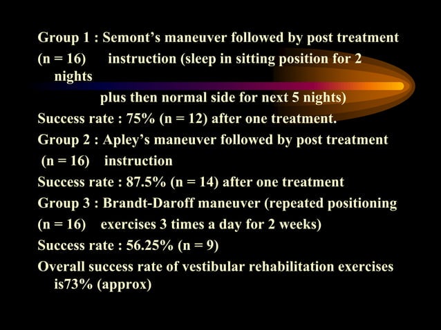 Clinic based management of vertigo. | PPT