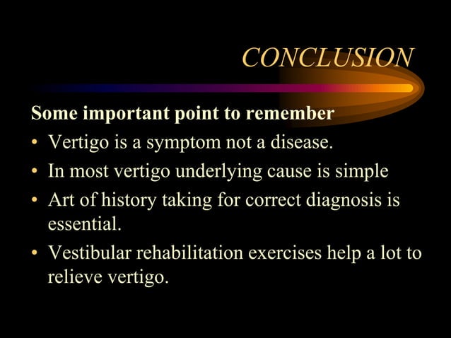 Clinic based management of vertigo. | PPT
