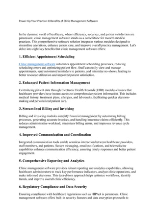 8 Benefits of Clinic Management Software | PDF