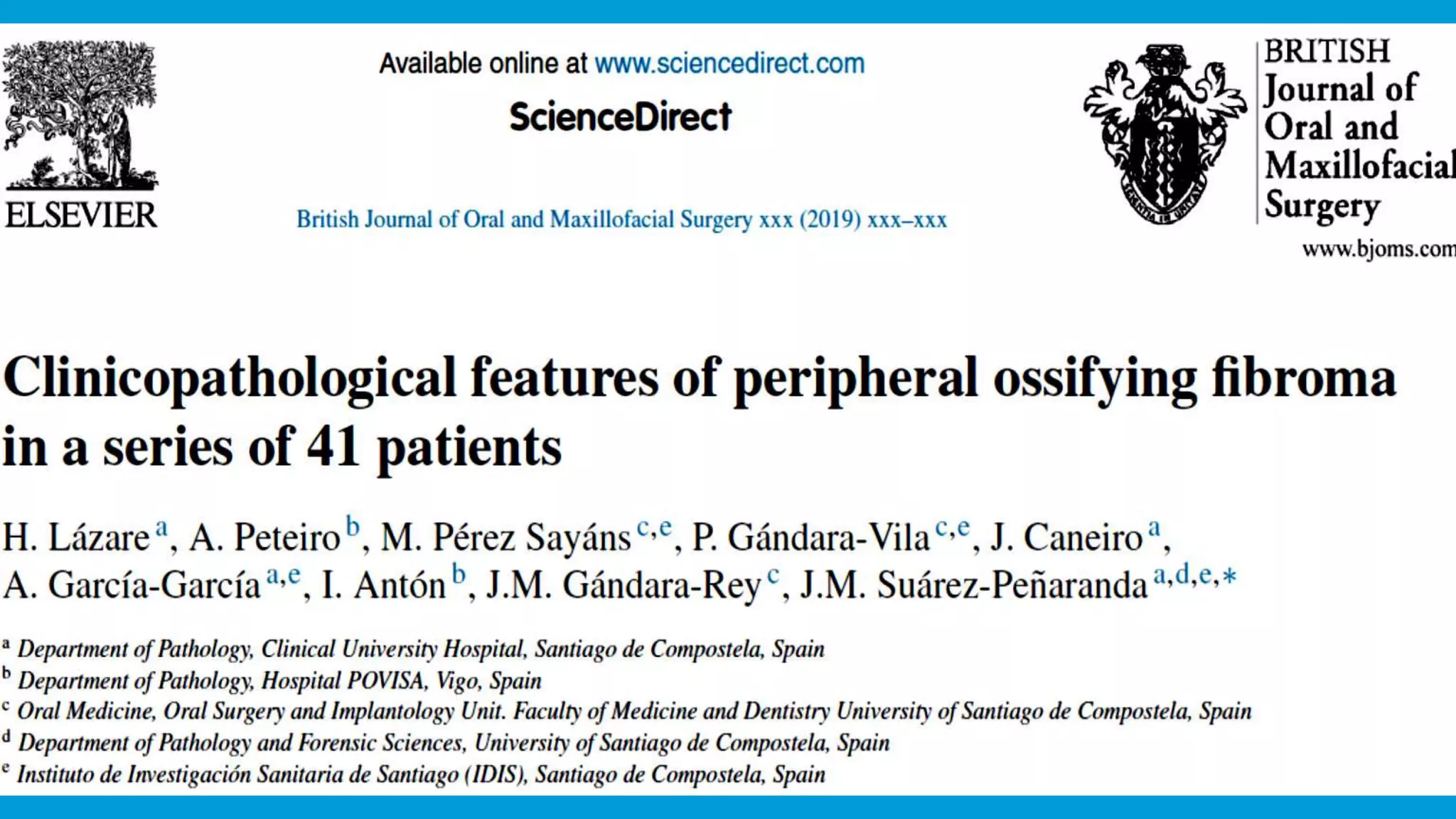 CLINICOPATHOLOGICAL FEATURES OF PERIPHERAL OSSIFYING FIBROMA IN A ...