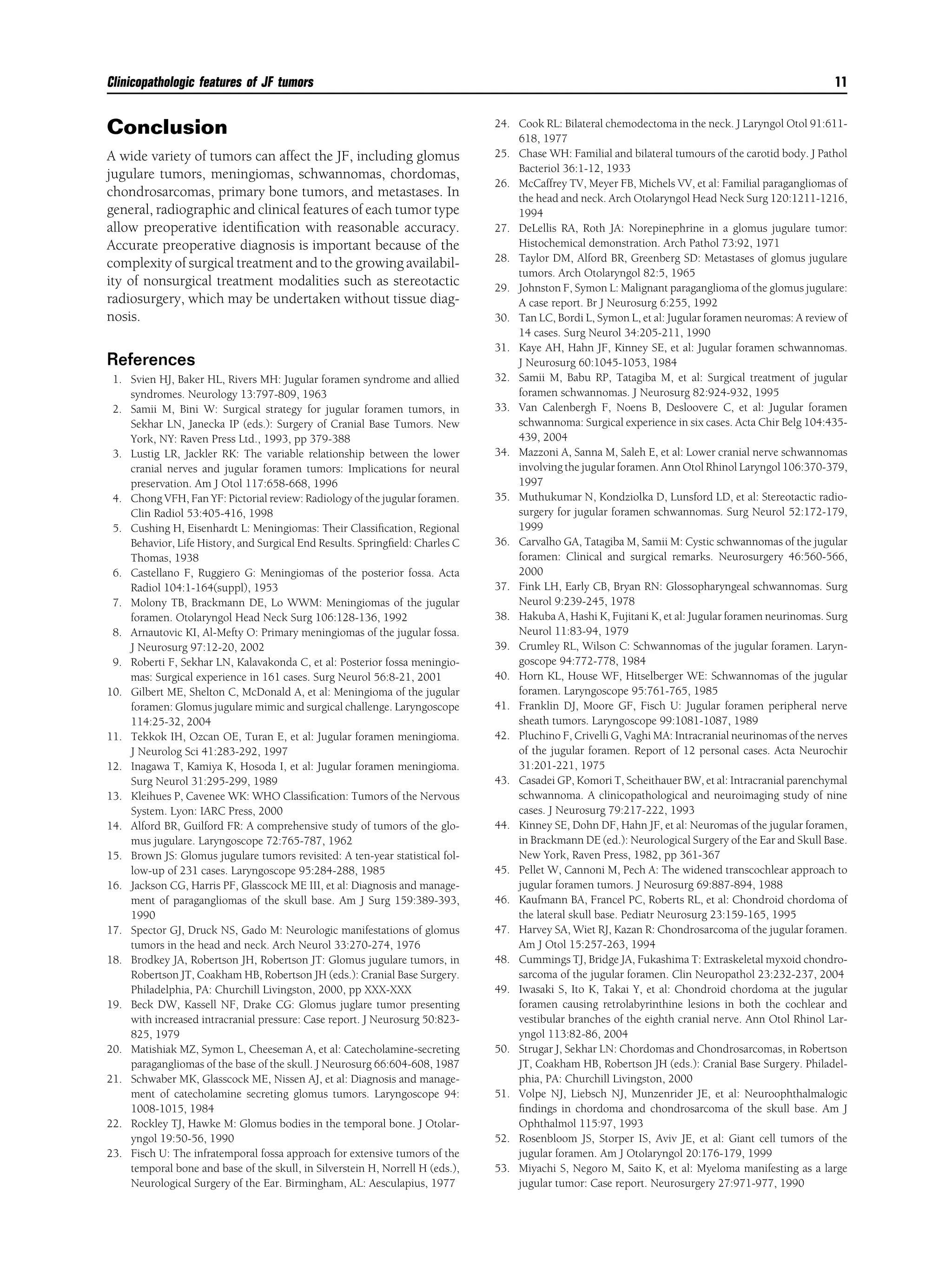 Clinicopathologic features of jugular foramen tumors | PDF