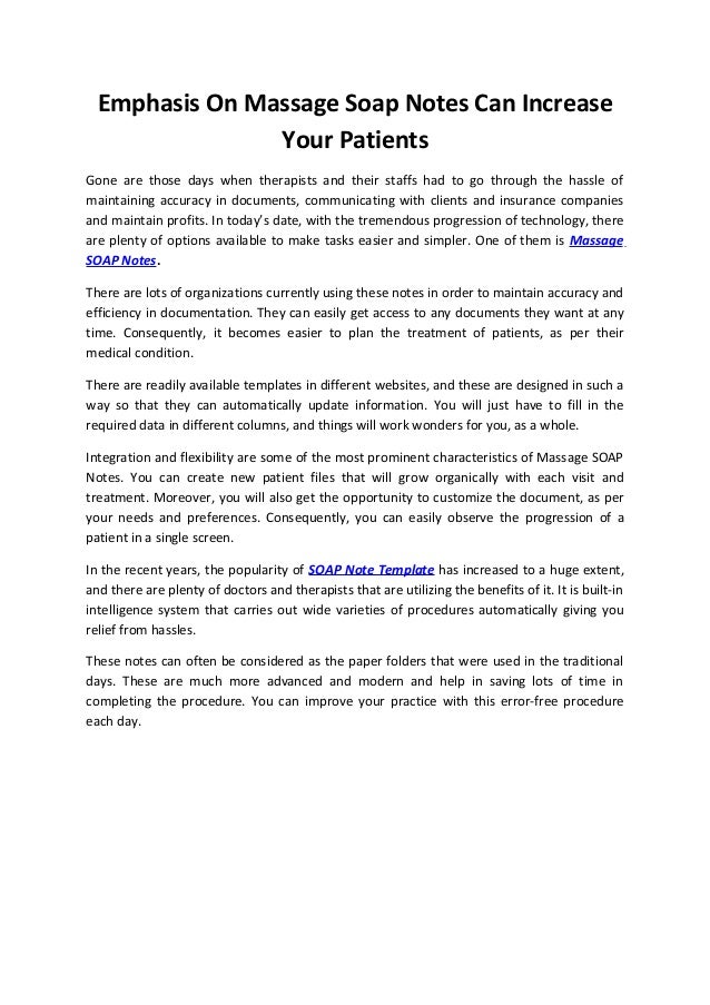 Massage Soap Note Template | PDF Template