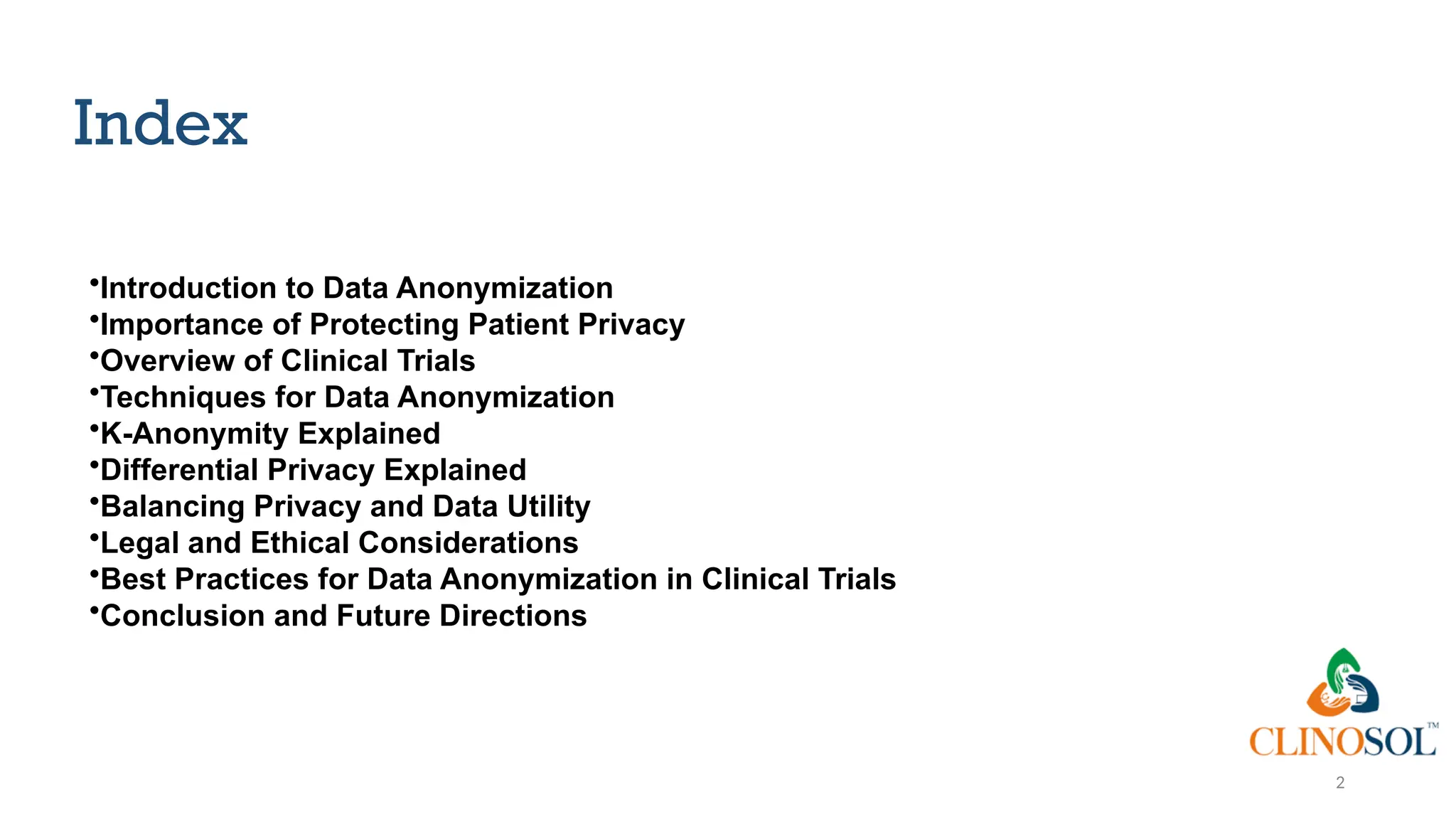 Data Anonymization for protecting patient privacy in Clinical Trials | PPTX