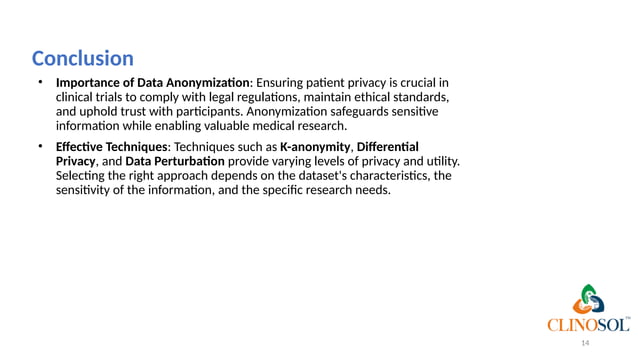 Data Anonymization for protecting patient privacy in Clinical Trials | PPTX
