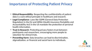 Data Anonymization for protecting patient privacy in Clinical Trials | PPTX