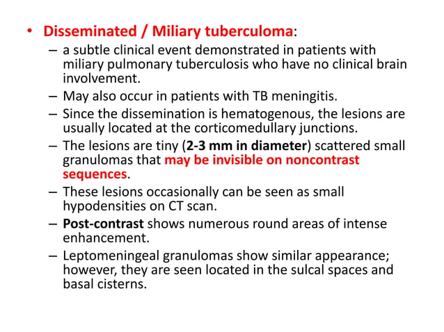 CLINICAL RADIOLOGY CEREBRAL TUBERCULOSIS | PPTX | Brain and Nervous ...