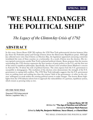 We Shall Endanger the Political Ship Yale Historical Review | PDF