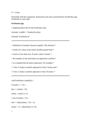 C++ Linux Need help with lab assignment- Instructions and code is post.docx