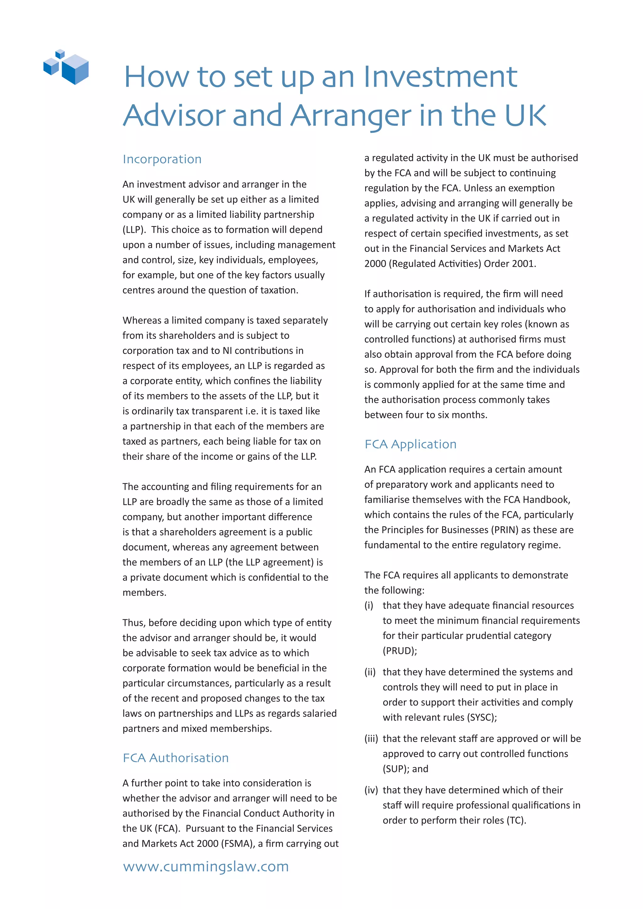 How to set up an investment advisor and arranger | PDF