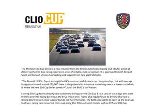 Clio Cup Series Brochure - Updated Version | PDF