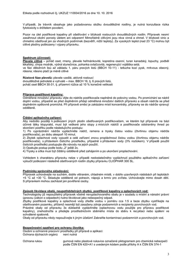 Cliophar 300 sl cz label for 2017 | PDF