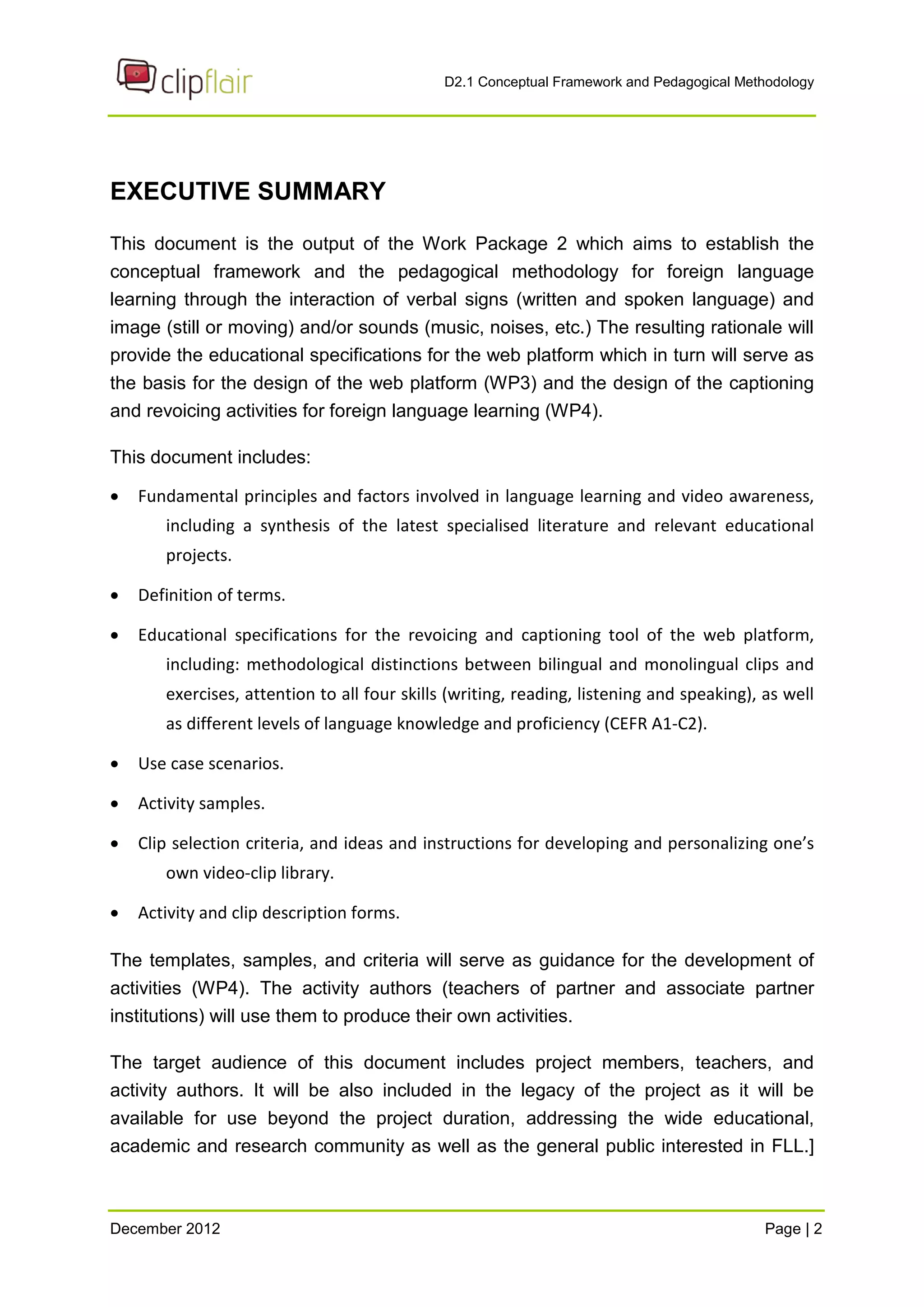 ClipFlair Conceptual Framework and Pedagogical Methodology | PDF