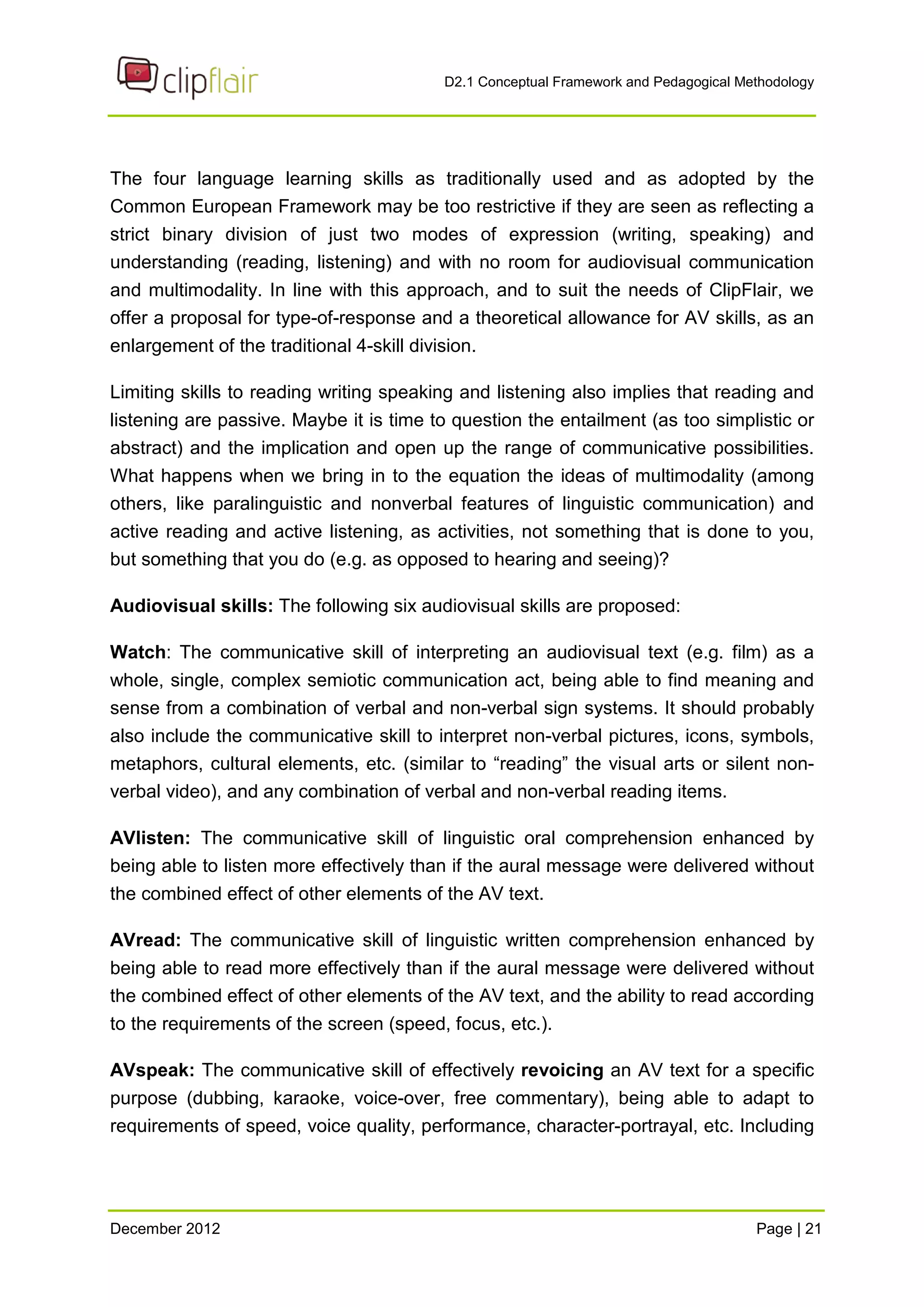 ClipFlair Conceptual Framework and Pedagogical Methodology | PDF