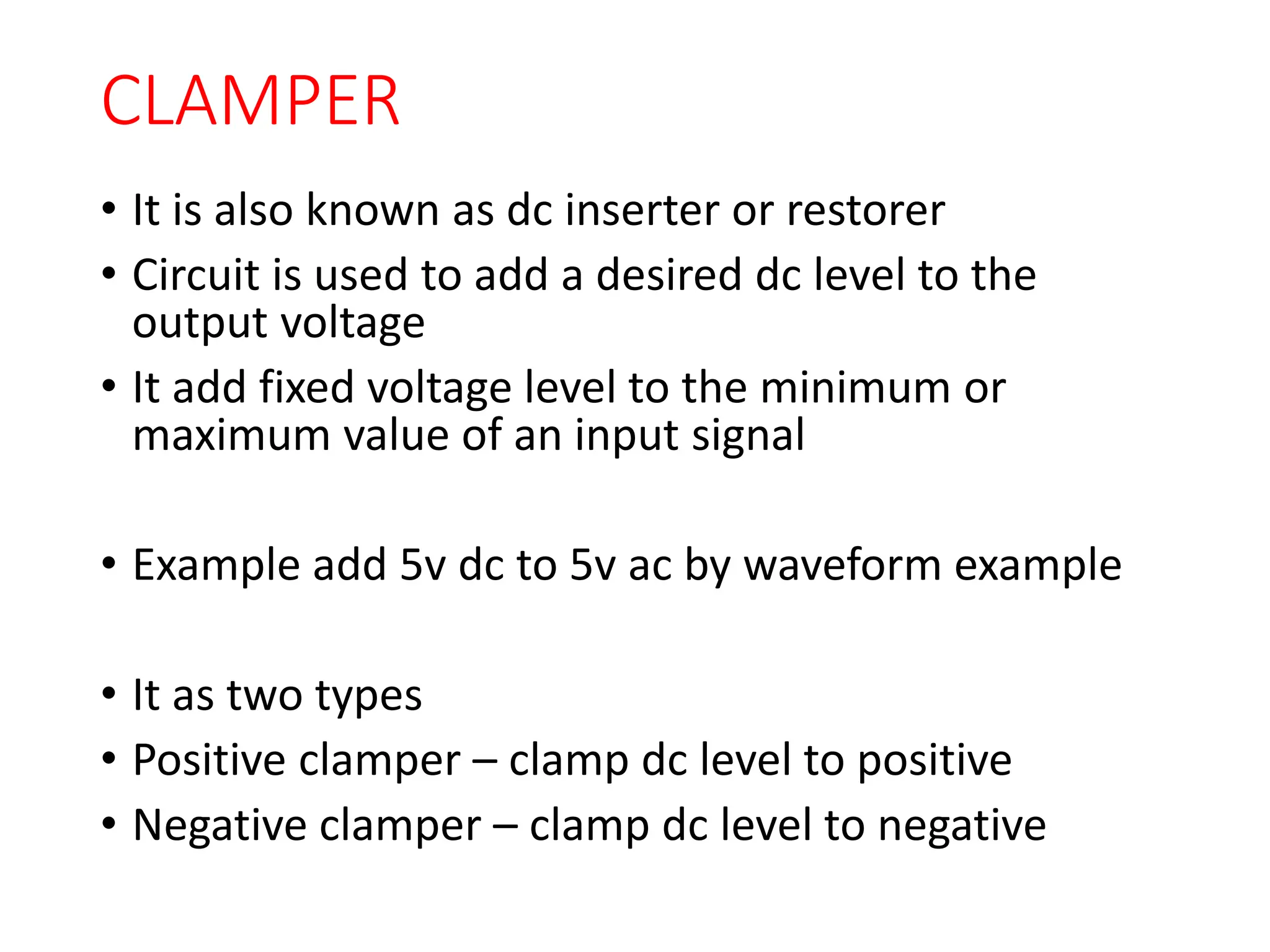 CLIPPER AND CLAMPER AND BIPOLAR JUNCTION TRANSISTER AMPLIFIER | PPTX