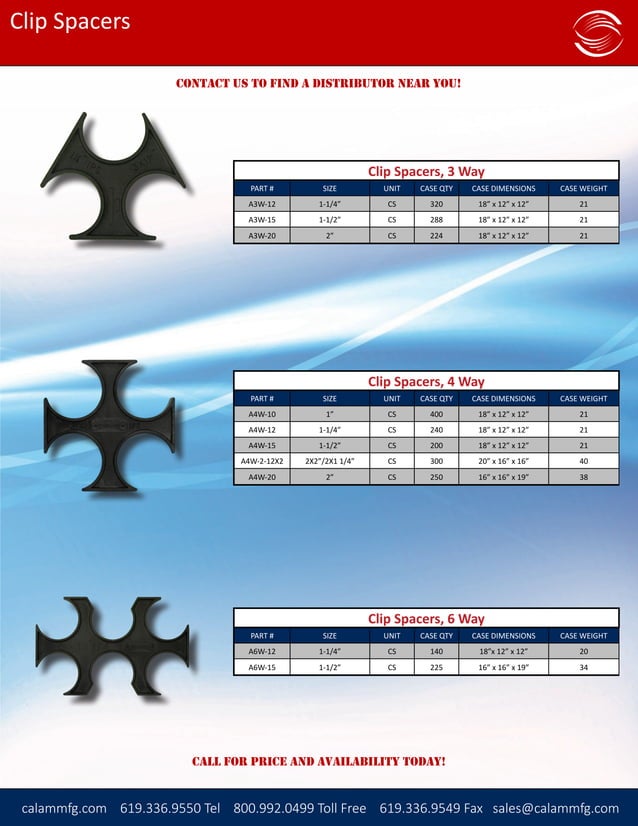 Clip Spacers - Cal Am Manufacturing | PDF