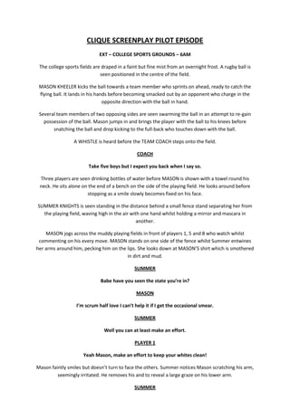 Clique screenplay pilot episode | PDF