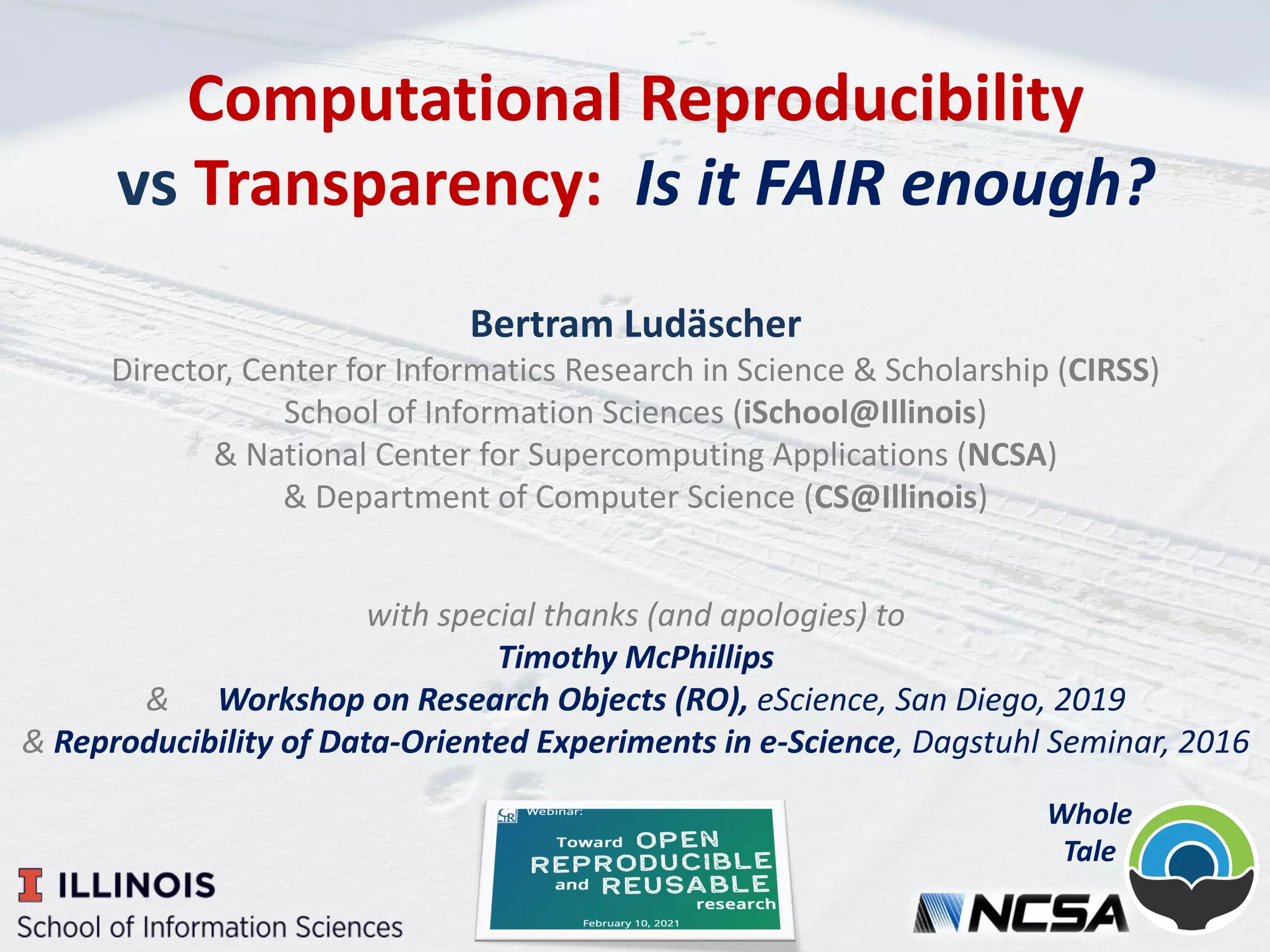 Computational Reproducibility vs. Transparency: Is It FAIR Enough ... Computational Reproducibility vs. Transparency: Is It FAIR Enough ...