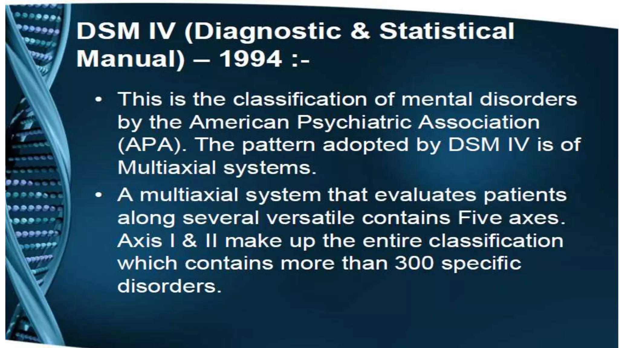 Classification of mental disorder | PPTX