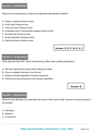 C_LIXEA_2404 Certification Exam – SAP Lean IX Enterprise Architecture | PDF