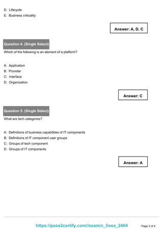 C_LIXEA_2404 Certification Exam – SAP Lean IX Enterprise Architecture | PDF