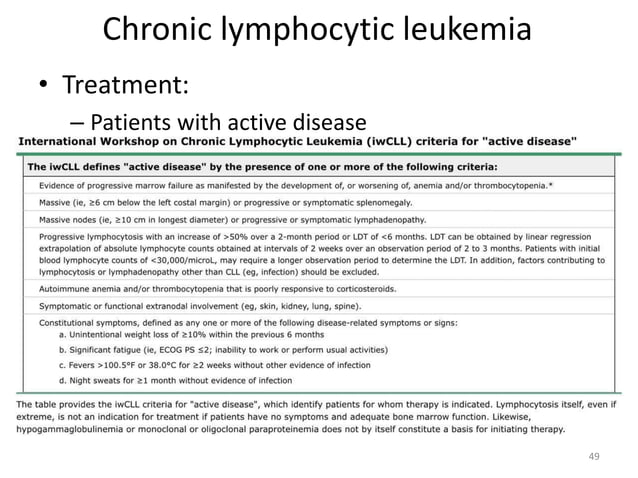 Chronic lymphocytic leukemia | PPTX | Blood Disorders | Diseases and ...