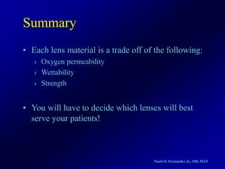 rigid contact lens materials, oxygen transmissibility, oxygen ...