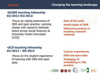 Changing the Learning Landscape: OER and open data in research methods teaching and learning | PPTX