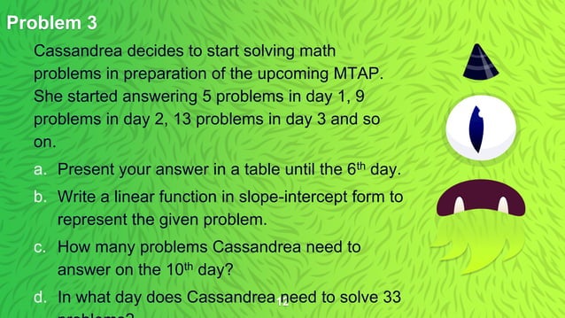 Math 8 - Solving Problems Involving Linear Functions | PPSX | Web ...
