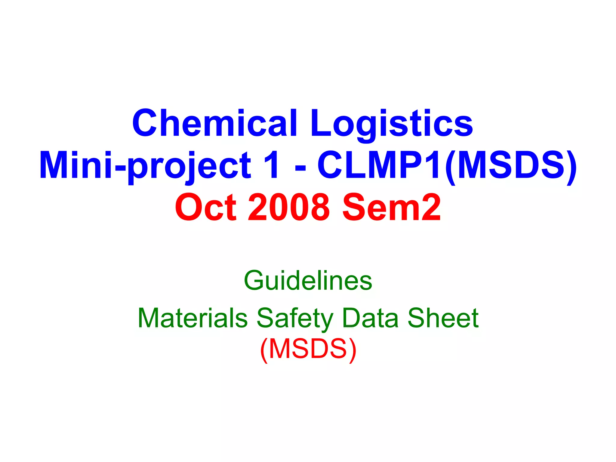 CLMP1(MSDS) Guidelines ver4 | PPT | Chemistry | Science