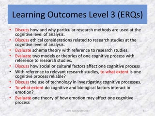 Overvew of the Cognitive Level of Analysis for IB Psychology | PPTX