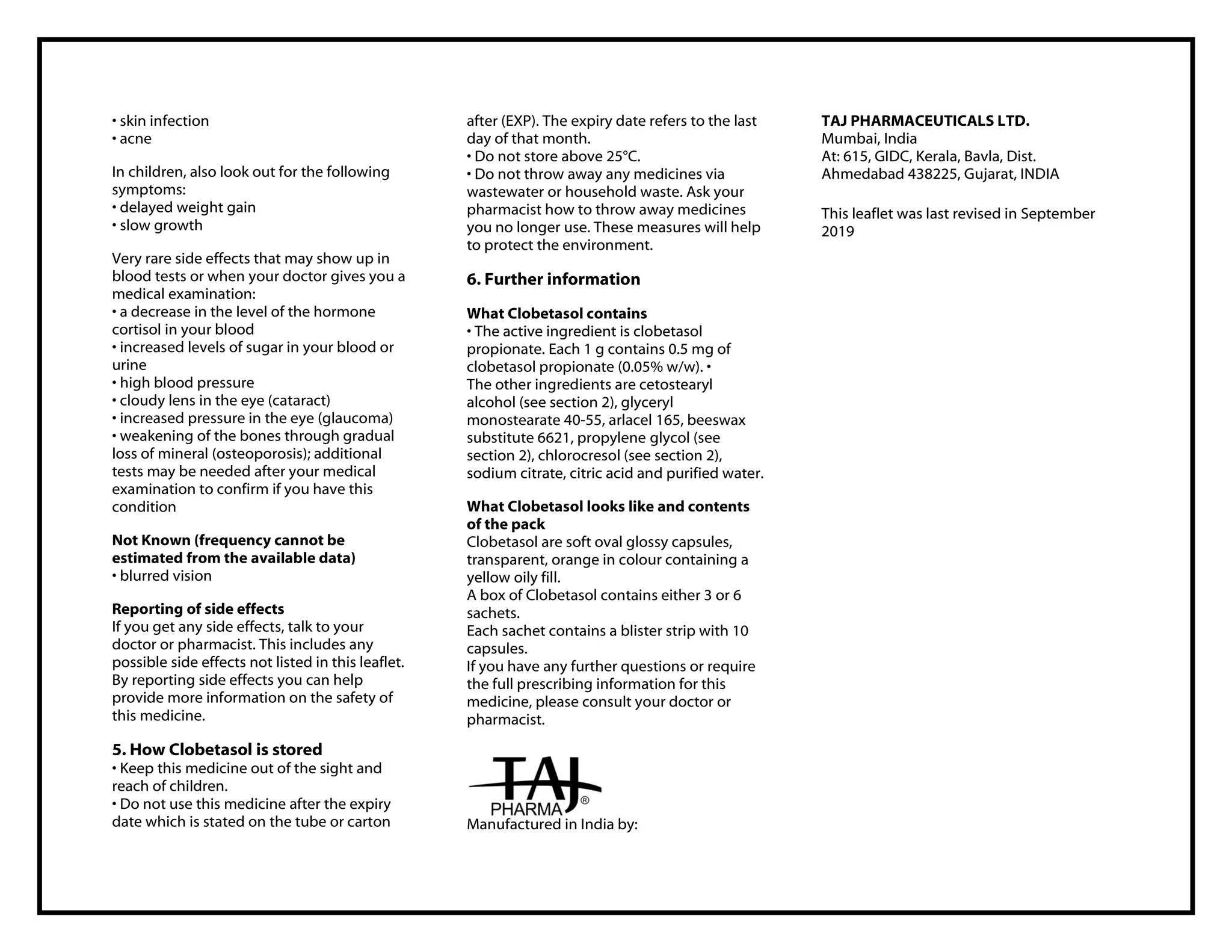 Clobetasol propionate 0.05% cream pil, taj pharmaceuticals. | PDF